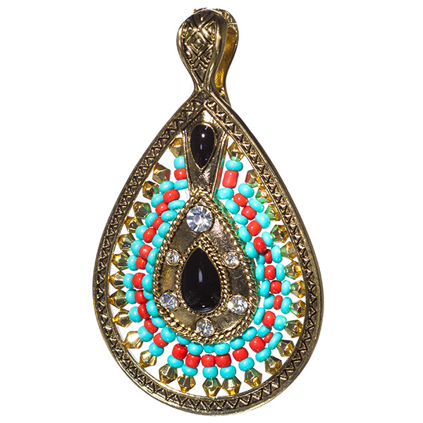 Beautiful American indian influenced tear drop pendant. Accented with ...